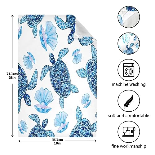 Kigai Kitchen Towels Set of 4, Blue Turtle Shell Highly Absorbent Dish Towels Reusable Cleaning Cloths Washable Tea Towels Hand Towel 28 x 18 Inch