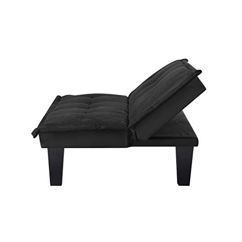 ERYE 3-in-1 Upholstered Futon Loveseat Convertible Sleeper Bed,2-Seaters Sofa & Couch Soft Cushions Love Seat Daybed for Small Space Living Room Napping Sofabed, Black