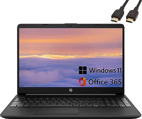 HP 15 15.6" Laptop Computer, Intel Pentium Silver N5030 Quad-Core up to 3.1GHz, 32GB DDR4 RAM, 1TB PCIe SSD, 802.11AC WiFi, Bluetooth, 1-Year Office 365, Black, Windows 11 Home S, BROAG HDMI Cable