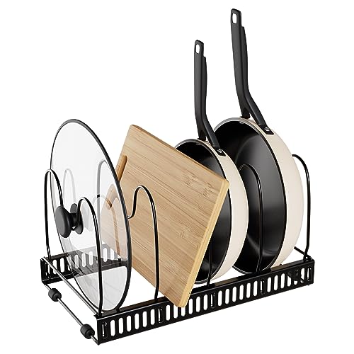 Mallnos Compact Pan Rack Organizer - Space-Saving Solution for Singles - Holds 4 Pans - Premium Iron Construction