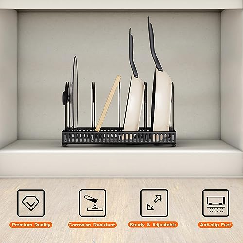 Mallnos Compact Pan Rack Organizer - Space-Saving Solution for Singles - Holds 4 Pans - Premium Iron Construction