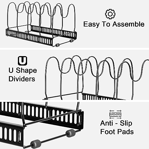 Mallnos Compact Pan Rack Organizer - Space-Saving Solution for Singles - Holds 4 Pans - Premium Iron Construction