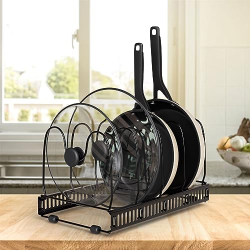 Mallnos Compact Pan Rack Organizer - Space-Saving Solution for Singles - Holds 4 Pans - Premium Iron Construction