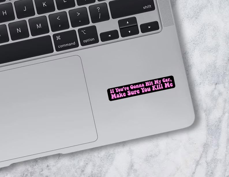 Miraki If You're Gonna Hit My Car Make Sure You Kill Me Sticker, Vehicle Accessories Sticker, Meme Stickers, Water Assitant Die-Cut Funny Decals for Laptop, Phone, Water Bottles, Kindle Sticker