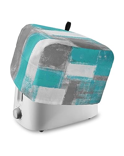 Toaster Dust Cover 2 Slice, Turquoise and Grey Abstract Paint Art Graffiti Bread Maker Cover Toasters Covers for Fingerprint Protector Washable Kitchen Small Appliance Cover 12x11x8in