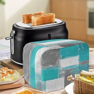 Toaster Dust Cover 2 Slice, Turquoise and Grey Abstract Paint Art Graffiti Bread Maker Cover Toasters Covers for Fingerprint Protector Washable Kitchen Small Appliance Cover 12x11x8in