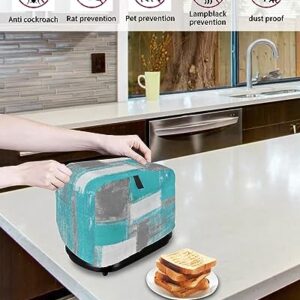 Toaster Dust Cover 2 Slice, Turquoise and Grey Abstract Paint Art Graffiti Bread Maker Cover Toasters Covers for Fingerprint Protector Washable Kitchen Small Appliance Cover 12x11x8in