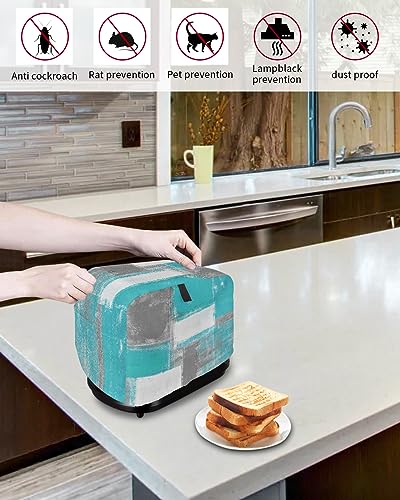 Toaster Dust Cover 2 Slice, Turquoise and Grey Abstract Paint Art Graffiti Bread Maker Cover Toasters Covers for Fingerprint Protector Washable Kitchen Small Appliance Cover 12x11x8in