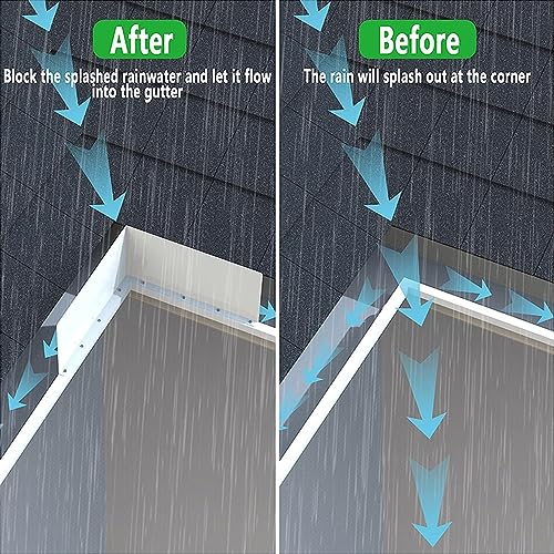 AOKID Rain Gutter,Gutter Valley Splash Guards,Valley Roofing Gutter Guards,Straight or Bent Driver for Roof Edge Rainwater Blocking and Surplus 4pcs