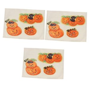 upkoch linen placemats 6 pcs xcm tableware dinner chic unique bowl halloween use pumpkin plate for creative placemat dish pad printed mat parties heat burlap table insulation jute decor