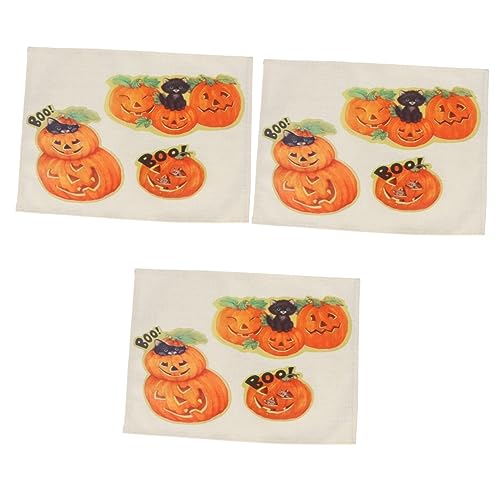 UPKOCH Linen Placemats 6 pcs Xcm Tableware Dinner Chic Unique Bowl Halloween Use Pumpkin Plate for Creative Placemat Dish Pad Printed Mat Parties Heat Burlap Table Insulation Jute Decor