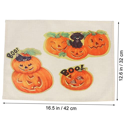 UPKOCH Linen Placemats 6 pcs Xcm Tableware Dinner Chic Unique Bowl Halloween Use Pumpkin Plate for Creative Placemat Dish Pad Printed Mat Parties Heat Burlap Table Insulation Jute Decor