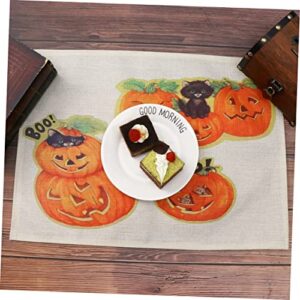 UPKOCH Linen Placemats 6 pcs Xcm Tableware Dinner Chic Unique Bowl Halloween Use Pumpkin Plate for Creative Placemat Dish Pad Printed Mat Parties Heat Burlap Table Insulation Jute Decor