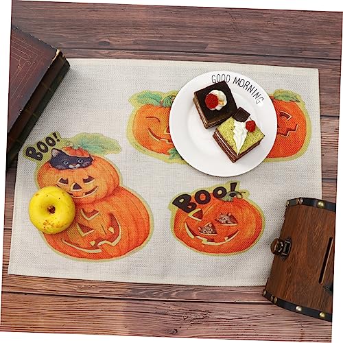 UPKOCH Linen Placemats 6 pcs Xcm Tableware Dinner Chic Unique Bowl Halloween Use Pumpkin Plate for Creative Placemat Dish Pad Printed Mat Parties Heat Burlap Table Insulation Jute Decor