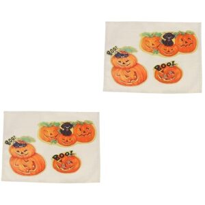 upkoch linen placemats 4 pcs table parties burlap placemat insulation pad use heat unique xcm mat for decor plate dish tableware printed halloween jute pumpkin creative chic bowl dinner