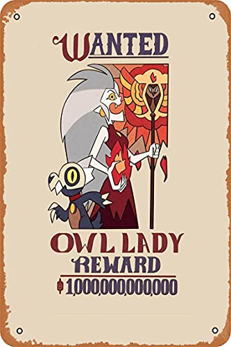 Shvieiart 8 X 12 Metal Signs - Wanted Owl Lady (The owl House) Vintage Look Metal Tin Poster