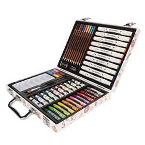 marker crayon kit arts and crafts supplies coloring art kit gift case markers crayon colour pencils, 53pcs art set for budding artists kids teens boys girls crayonsdrawing &