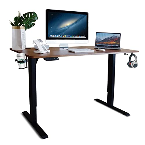 Xenusa Computer Desk Height Adjustable Standing Desk Ergonomic Electric Home Office Stand Up Computer Workstation (Coffee, 55 in)