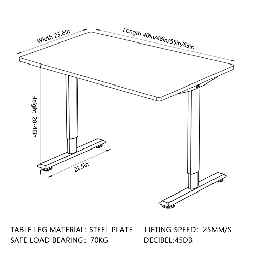 Xenusa Computer Desk Height Adjustable Standing Desk Ergonomic Electric Home Office Stand Up Computer Workstation (Coffee, 55 in)