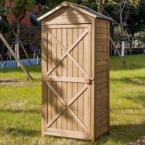 livavege outdoor storage shed, wooden garden storage cabinet sheds with lockable door - outside waterproof storage tool shed for patio furniture, backyard, lawn, meadow, farmland