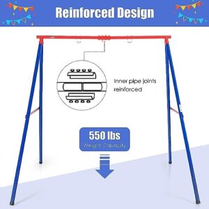 INFANS 1 Seat Swing Stand Set, 2 in 1 Trampoline and Swing Combo, Extra Large A-Frame Swing Stand for Kids and Adult Indoor Outdoor Activity Backyard Playground