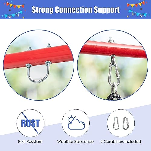 INFANS 1 Seat Swing Stand Set, 2 in 1 Trampoline and Swing Combo, Extra Large A-Frame Swing Stand for Kids and Adult Indoor Outdoor Activity Backyard Playground