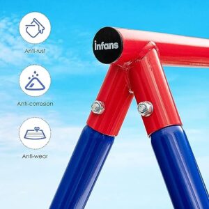 INFANS 1 Seat Swing Stand Set, 2 in 1 Trampoline and Swing Combo, Extra Large A-Frame Swing Stand for Kids and Adult Indoor Outdoor Activity Backyard Playground