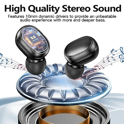 kurdene Bluetooth 5.3 Wireless Earbuds, S8 Deep Bass Hi-Fi Stereo Headset with Microphone in-Ear Call Nosie Cancelling Bluetooth Headphones, Immersive Premium Sound Ear Buds for iPhone, Android