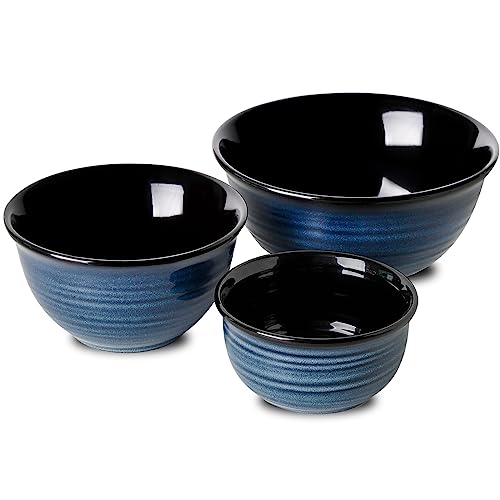 Tikooere Ceramic Bundle - Salt and Pepper Shakers Set and Ceramic Mixing Bowls Set of 3