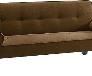 YUNLife&Home Loveseat Sofa,Modern Decor Accent Futon Love Seat Bed for Living Room Bedroom Napping,Tufted Upholstered Small Recliner Couch Furniture,Solid and Easy to Install, Brown 2 Seaters