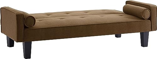 YUNLife&Home Loveseat Sofa,Modern Decor Accent Futon Love Seat Bed for Living Room Bedroom Napping,Tufted Upholstered Small Recliner Couch Furniture,Solid and Easy to Install, Brown 2 Seaters