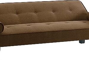 YUNLife&Home Loveseat Sofa,Modern Decor Accent Futon Love Seat Bed for Living Room Bedroom Napping,Tufted Upholstered Small Recliner Couch Furniture,Solid and Easy to Install, Brown 2 Seaters