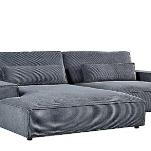 Container Furniture Direct Luxe Oversized Two-Piece Sectional Couches for Living Room, L Shaped Sofa with Chaise, Upholstered with Corduroy Fabric, Dark Grey - Left Facing