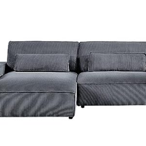 Container Furniture Direct Luxe Oversized Two-Piece Sectional Couches for Living Room, L Shaped Sofa with Chaise, Upholstered with Corduroy Fabric, Dark Grey - Left Facing