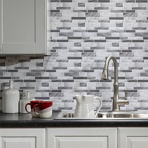 Tack Tile Peel & Stick Vinyl Backsplash Gray Mixed Mosaic (Pack of 3)