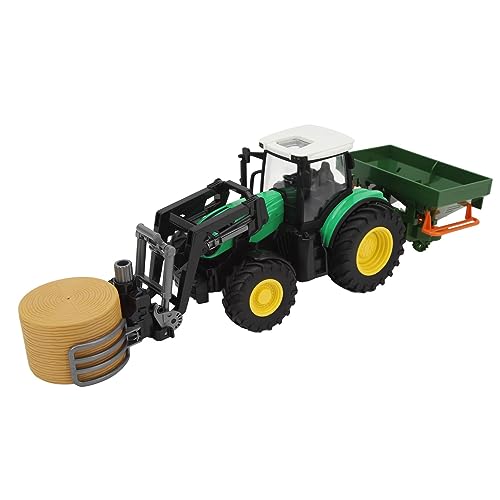 DAUZ RC Farm Tractor Toy, 4CH Nonslip 3 in 1 1:24 RC Tractor Toy Set for Gift (Green)