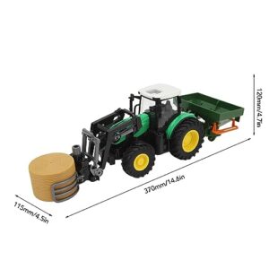 DAUZ RC Farm Tractor Toy, 4CH Nonslip 3 in 1 1:24 RC Tractor Toy Set for Gift (Green)