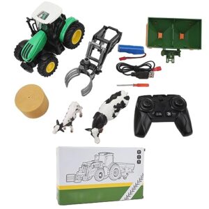 DAUZ RC Farm Tractor Toy, 4CH Nonslip 3 in 1 1:24 RC Tractor Toy Set for Gift (Green)