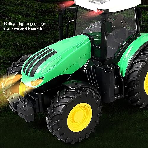 DAUZ RC Farm Tractor Toy, 4CH Nonslip 3 in 1 1:24 RC Tractor Toy Set for Gift (Green)