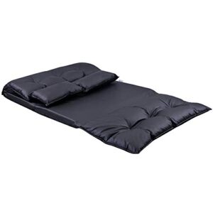 Floor Lazy Sofa Bed, 5-Position Folding Futon Sofa for Adults, Indoor Lounge Chair with 2 Pillows for Meditation Dorm Living Room (Black+PU)