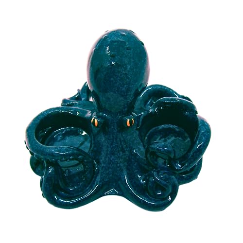 Octopus Salt and Pepper Set Holder, Nautical Décor, Shakers Included, 5.75 Inches