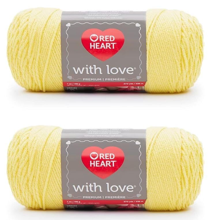 Red Heart with Love Daffodil Yarn - 2 Pack of 198g/7oz - Acrylic - 4 Medium (Worsted) - 370 Yards - Knitting/Crochet