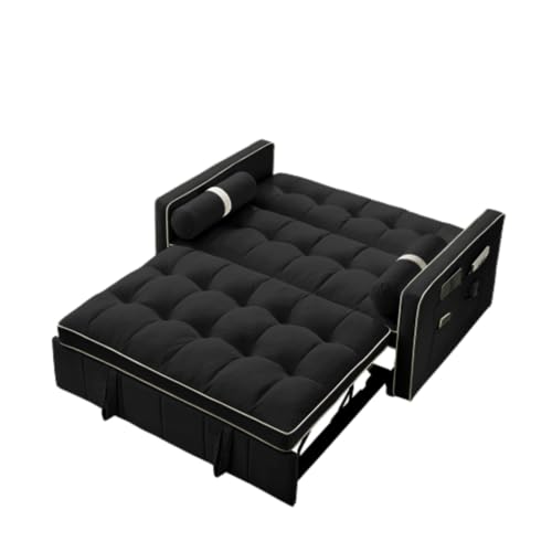 Modern 55.5" Pull Out Sleep Sofa Bed 2 Seater Loveseats Sofa Couch With Side Pockets, Adjsutable Backrest And Lumbar Pillows,For Bedrooms Easy To Assemble Wooden Noise Free Platform Bed Suitable