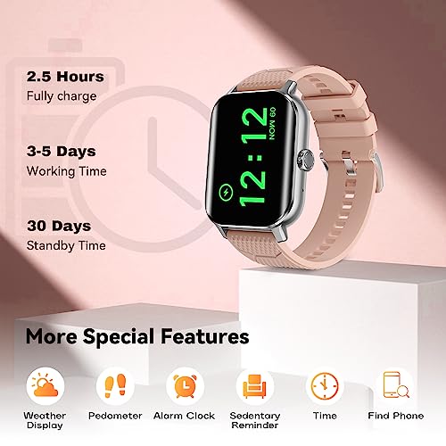 Smart Watches for Women,100+ Sport Modes Fitness Watch with Health Blood Pressure Monitor, Step Calorie Counter, Sleep Tracker, 2.02'' Touch Screen Bluetooth Digital Watch for Android iOS Compatible