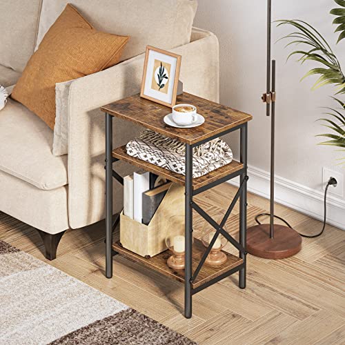 ALLOSWELL End Table with Storage Shelf and MAHANCRIS End Table with Charging Station Bundle, Sofa Couch Table with Storage Shelf,Beside Table for Bedroom, Living Room ETHR3801-ETWT18E01Z