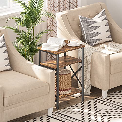 ALLOSWELL End Table with Storage Shelf and MAHANCRIS End Table with Charging Station Bundle, Sofa Couch Table with Storage Shelf,Beside Table for Bedroom, Living Room ETHR3801-ETWT18E01Z