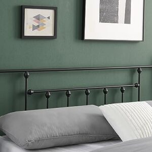 VECELO Full Size Metal Platform Bed Frame with Headboard and Footboard, Heavy Duty Slat Support/No Box Spring Needed Mattress Foundation/Underbed Storage Space, Victorian Style, Black