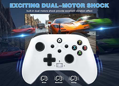 2 Pack Wired Controller Compatible with Xbox One S/X, Xbox Series X/S Windows 10/11 PC Gaming Controller with Audio Jack & Volume Button/Turbo/Macro/Motion Control & Dual Shock (White+Green)