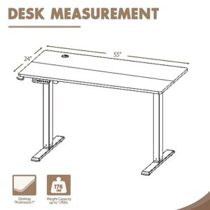 ERGOMORE Electric Standing Desk, 55 Inch Height Adjustable Standing Desk, Stand up Desk with 3 Memory Presets Controller (Maple & White)