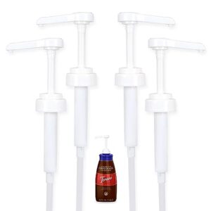 sauce pump fit for torani 64 ounce bottles, syrup pump dispenser for chocolate caramel sauces sauce pump dispenser for ghirardelli bottles (4 packs)